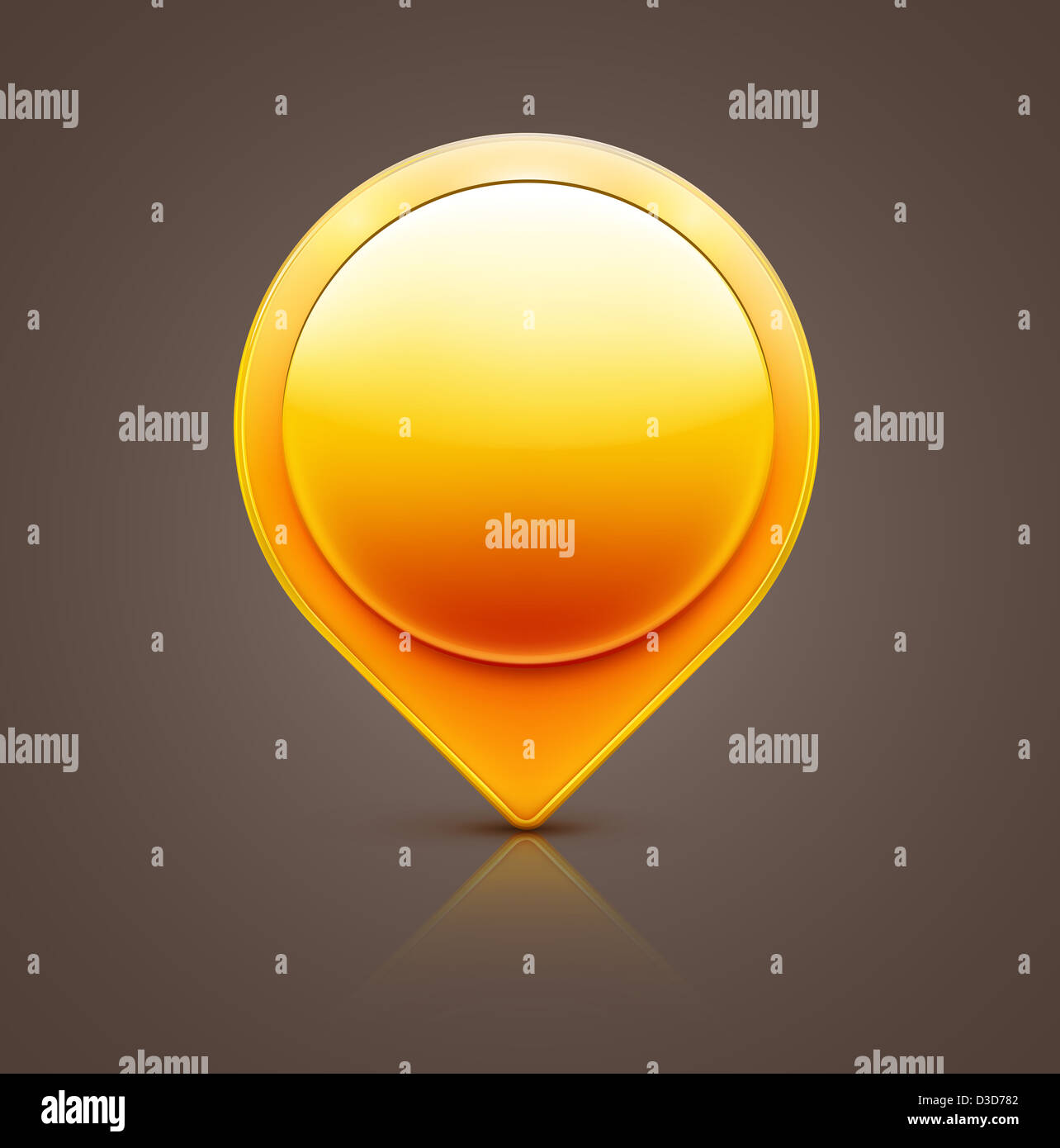 glossy orange map location pointer icon Stock Photo - Alamy