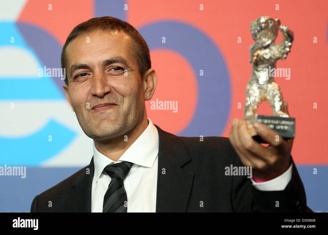 Actor Nazif Mujic poses with the Silver Bear for Best Actor for the ...
