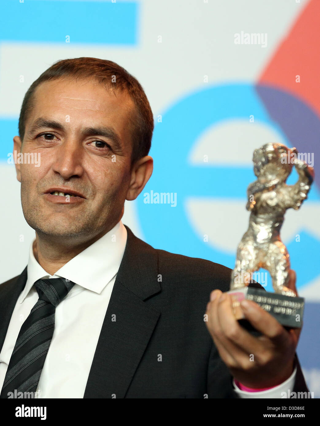 Actor Nazif Mujic poses with the Silver Bear for Best Actor for the ...