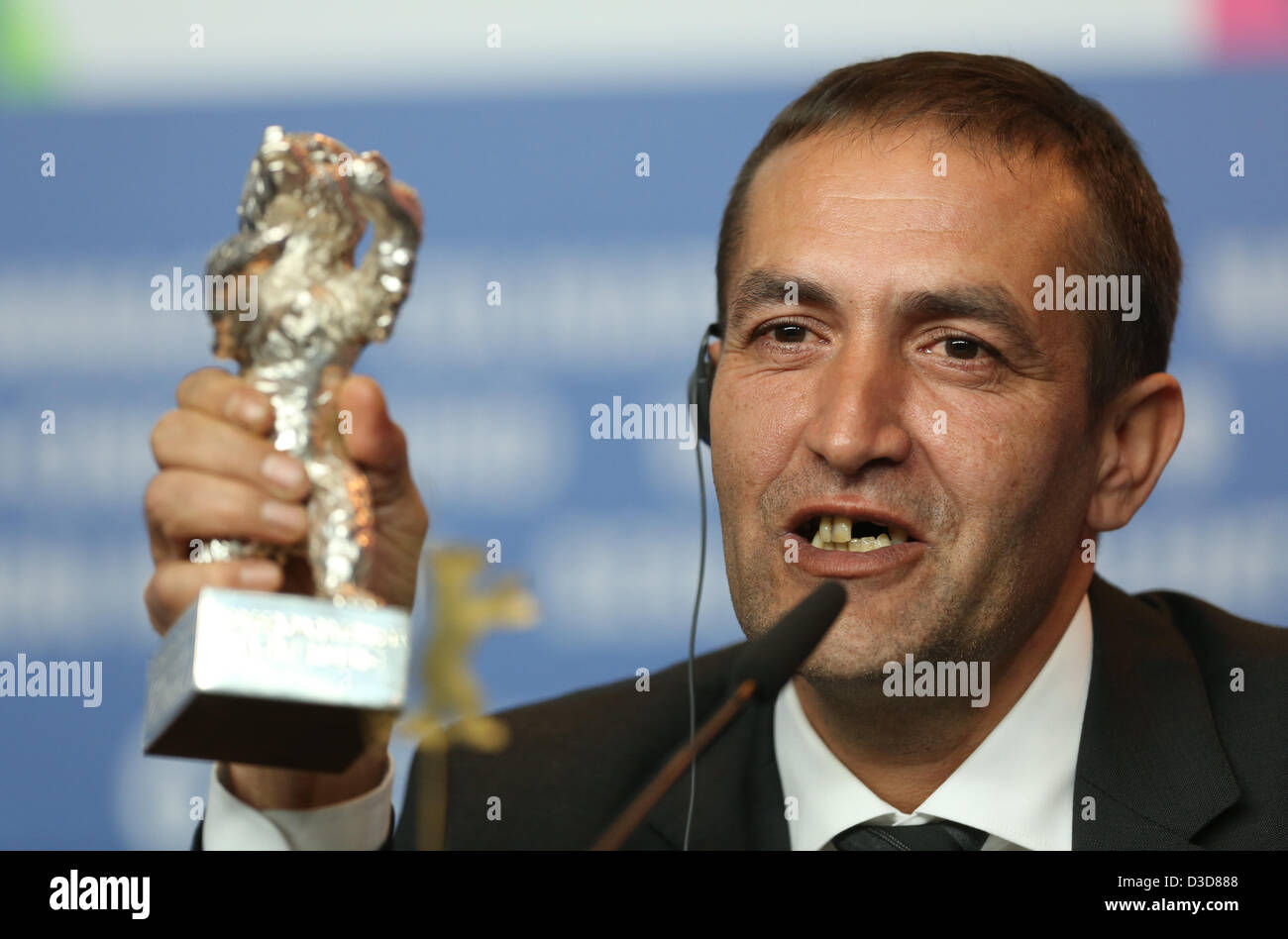 Actor Nazif Mujic poses with the Silver Bear for Best Actor for the ...