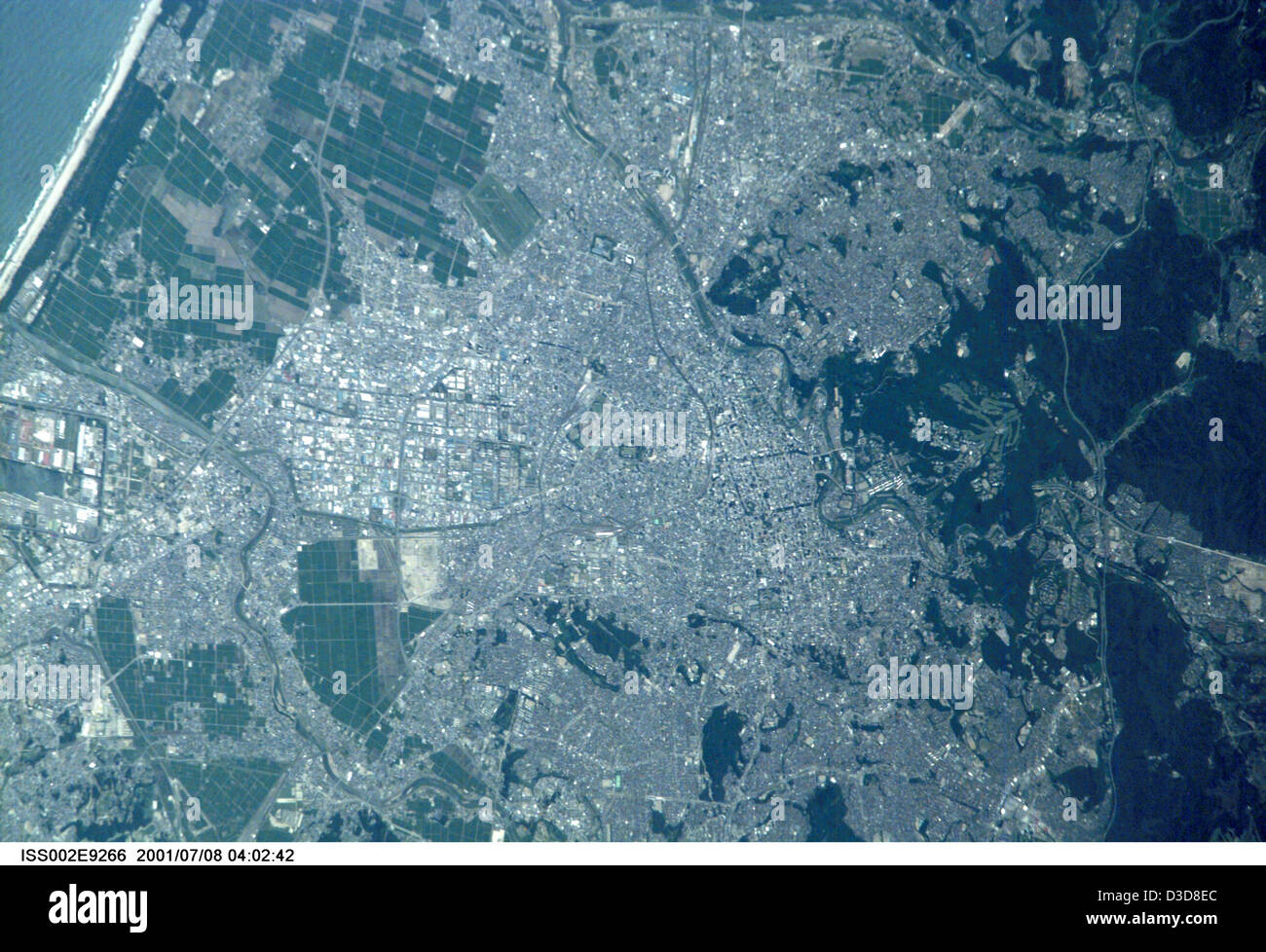 The ISS captured an orbital image of Sendai, Japan in 2001 during a ...