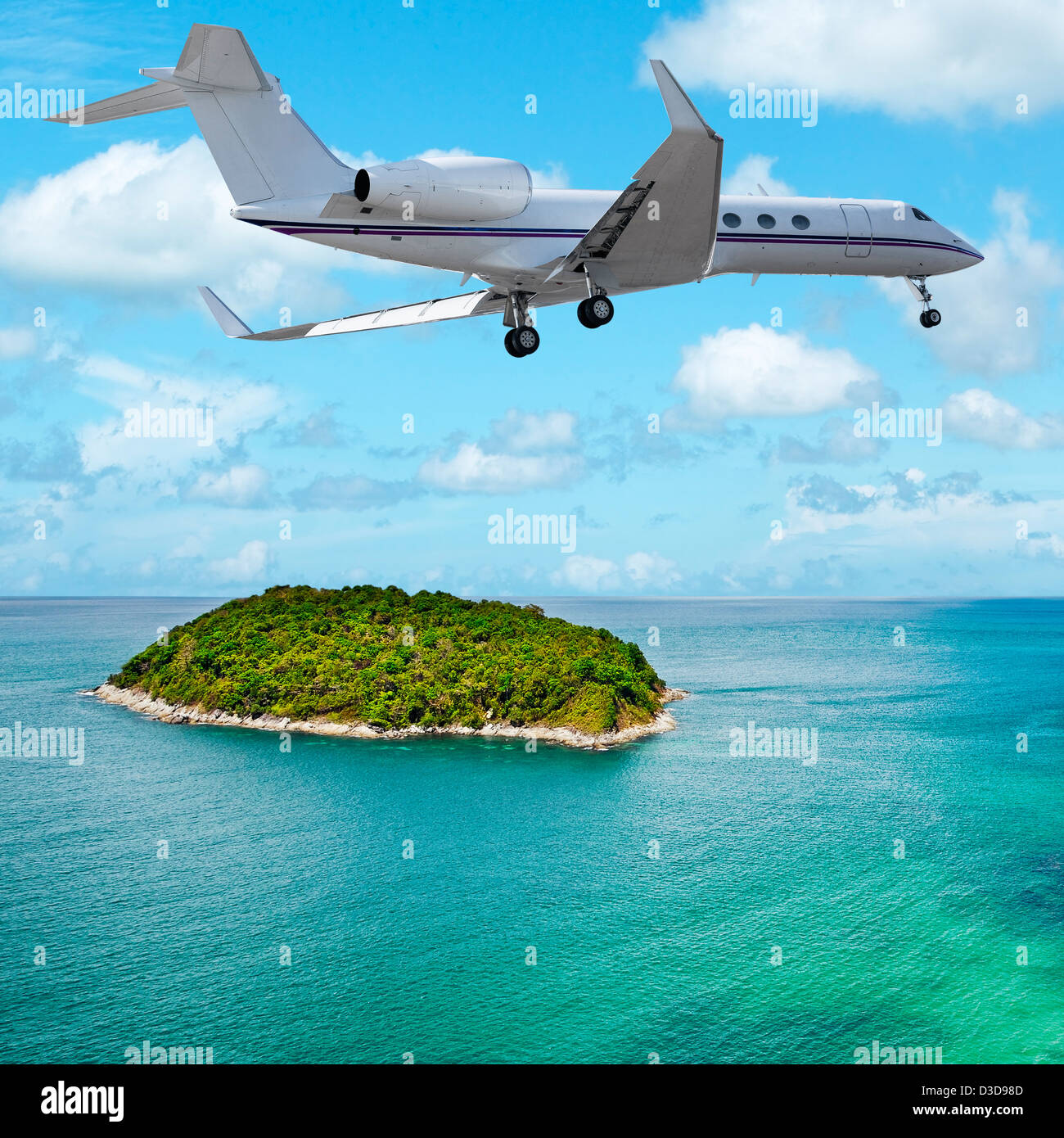 Private jet over island hi-res stock photography and images - Alamy