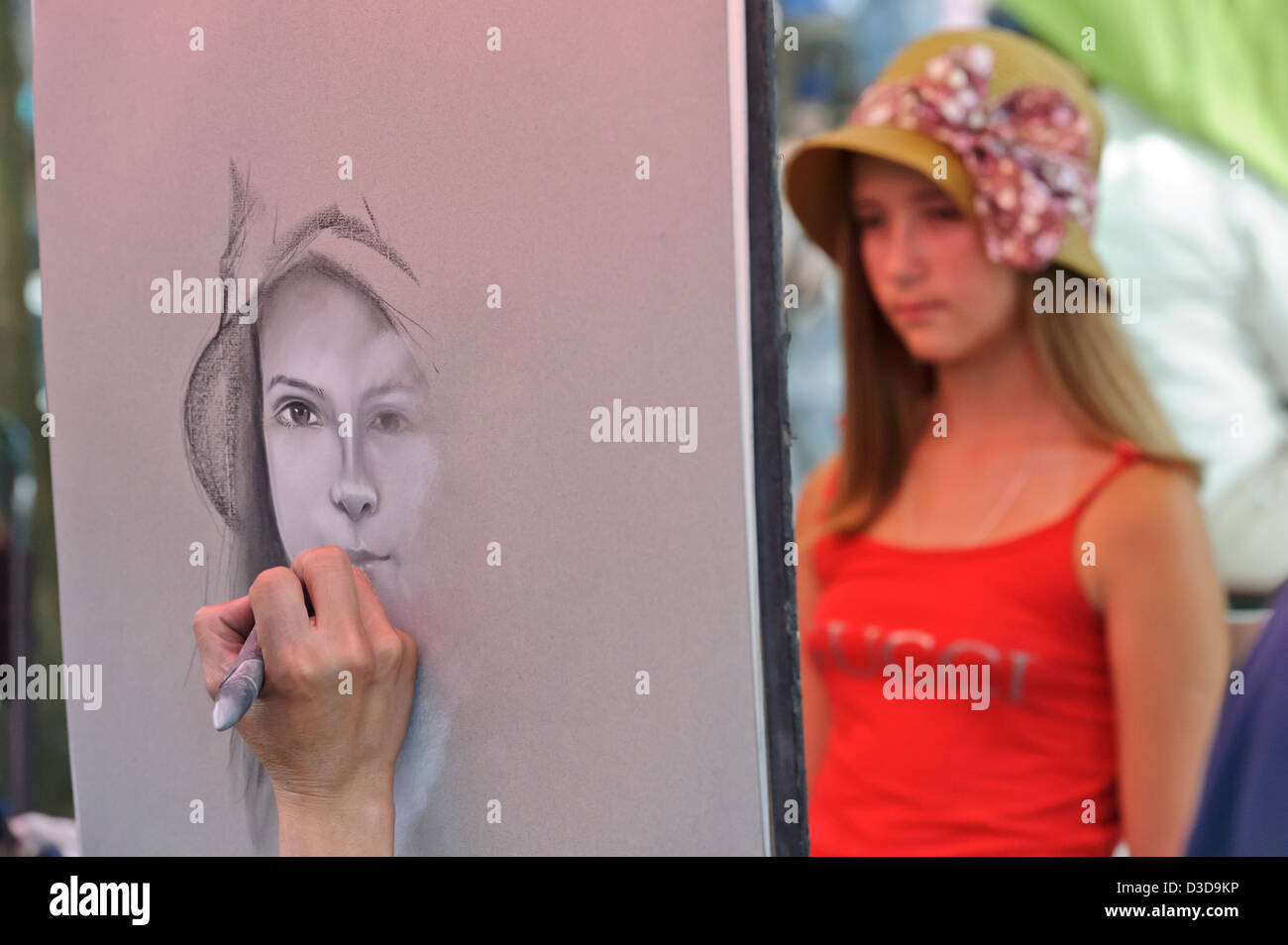 Young model posing for a portrait, Montmartre, Paris, France Stock ...