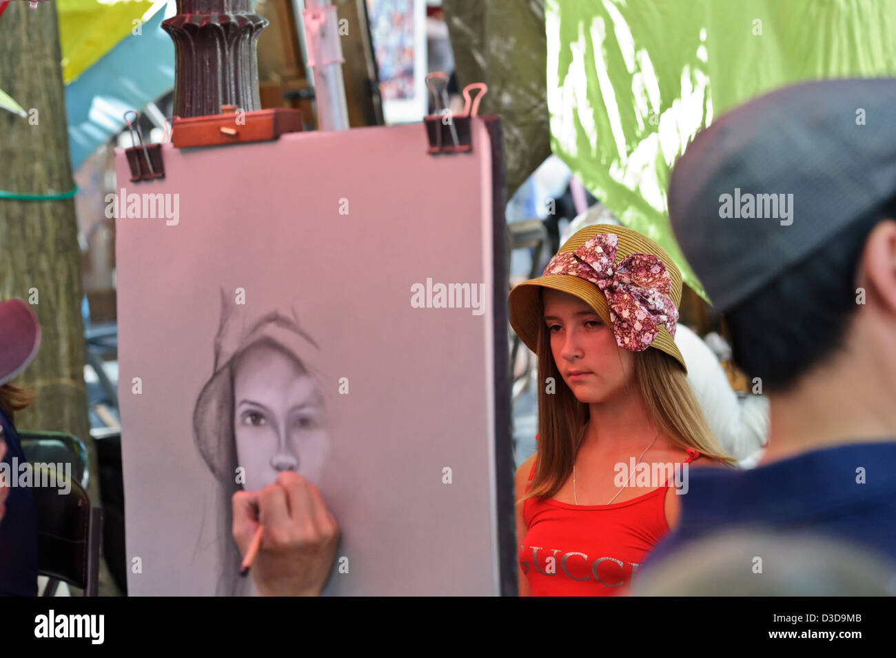 Young model posing for a portrait, Montmartre, Paris, France Stock ...