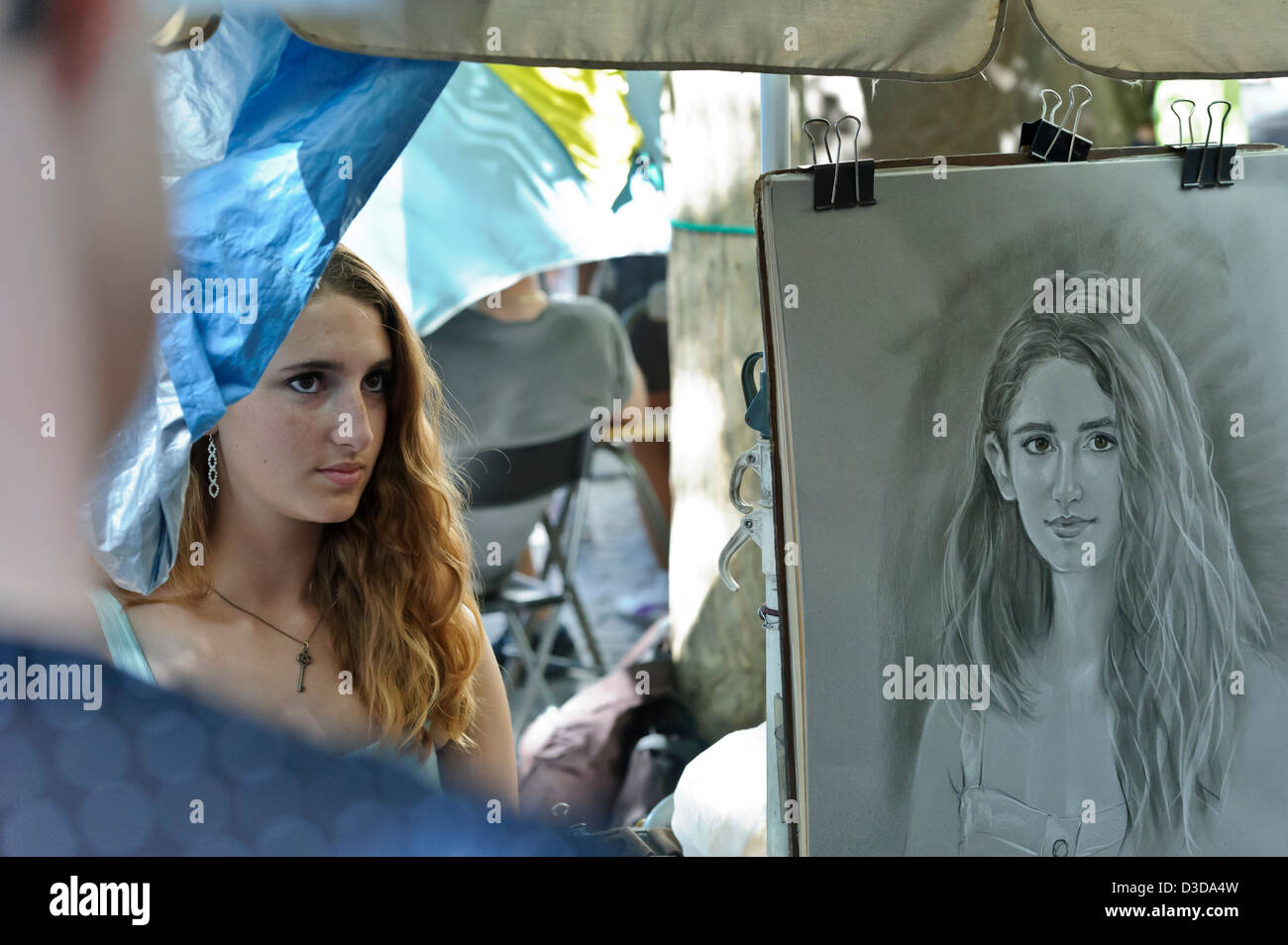 Young model posing for a portrait, Montmartre, Paris, France Stock ...