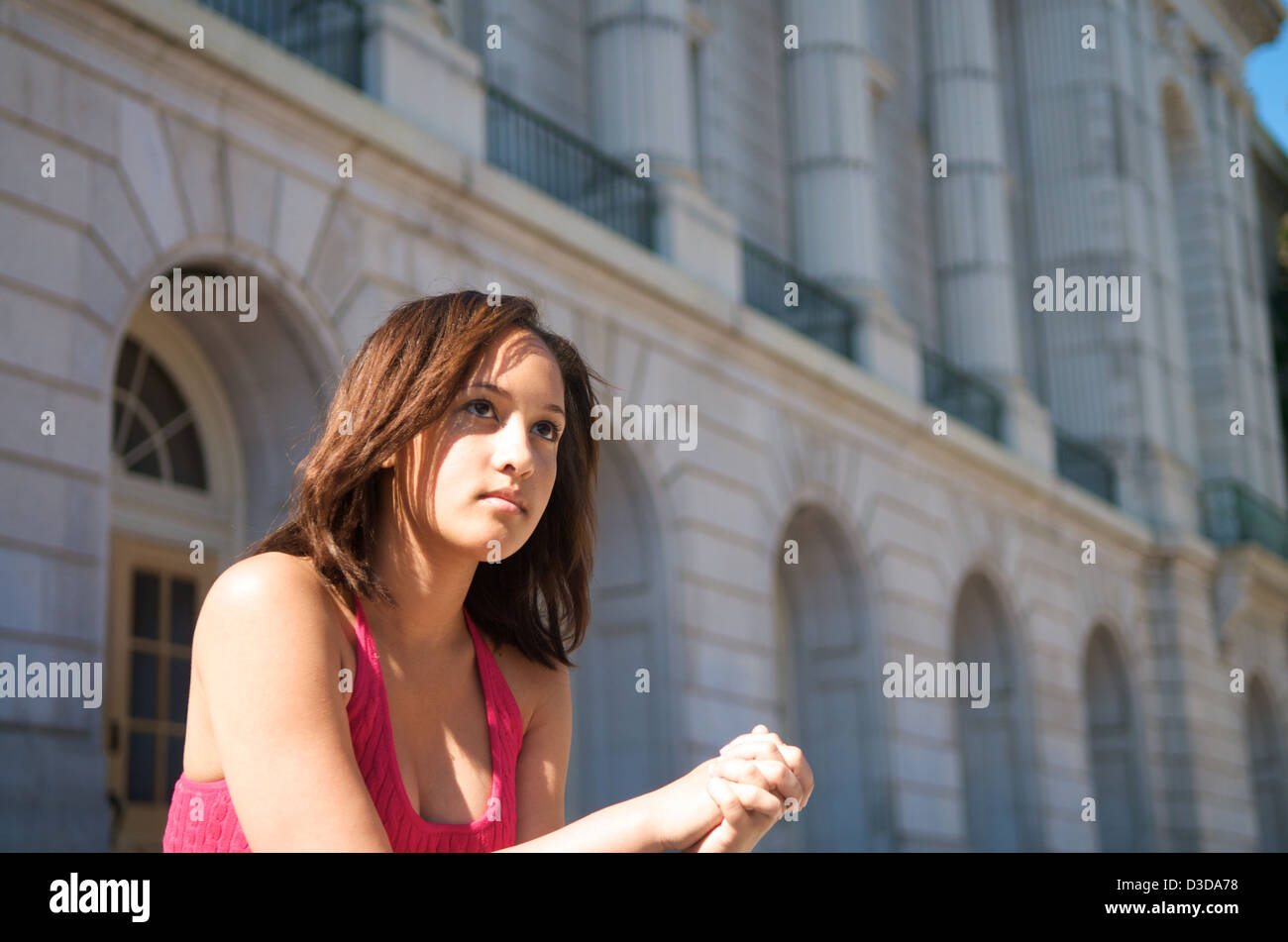 Prospective student girl on campus Stock Photo - Alamy