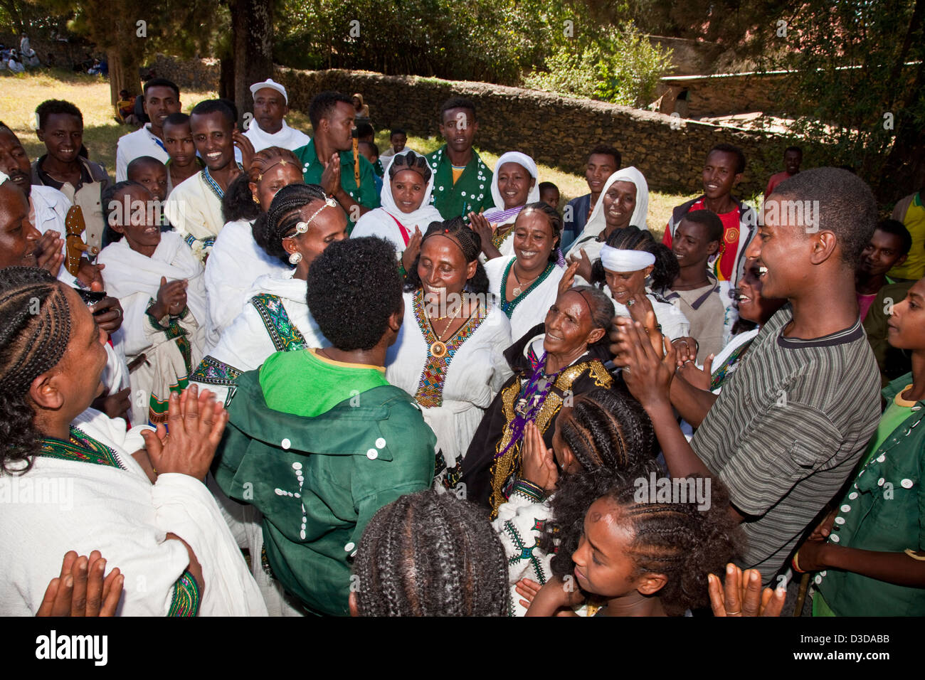 Traditional dancing at the Royal Enclosure (Fasil Ghebbi) during Timkat ...