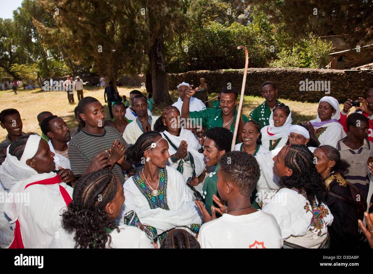 Traditional dancing at the Royal Enclosure (Fasil Ghebbi) during Timkat ...