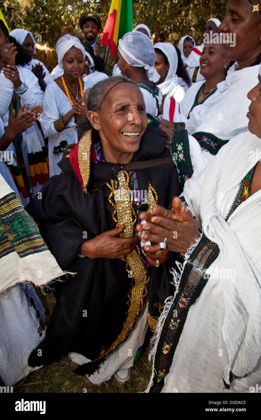 Traditional dancing at the Royal Enclosure (Fasil Ghebbi) during Timkat ...