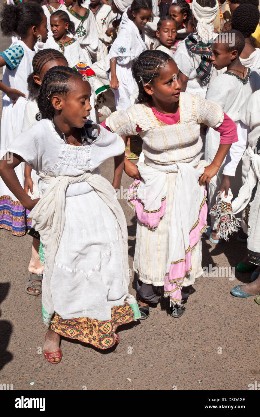 Children Dancing In The Streets During Timkat (The Festival of Epiphany ...