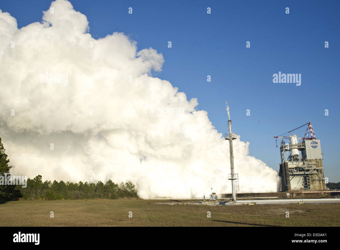 NASA conducts the first stability test of the J-2X rocket engine, which ...