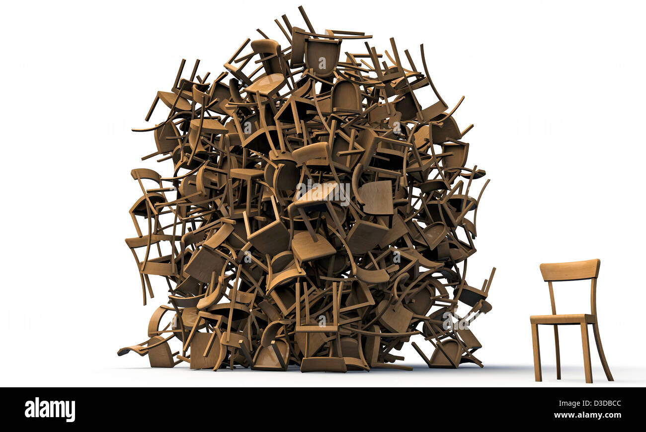 many wooden chair isolated on white background Stock Photo - Alamy