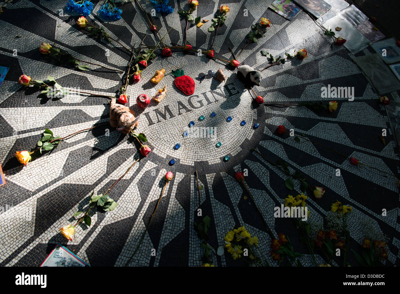 Mosaic with the title of John Lennon's famous song "Imagine" sits in ...
