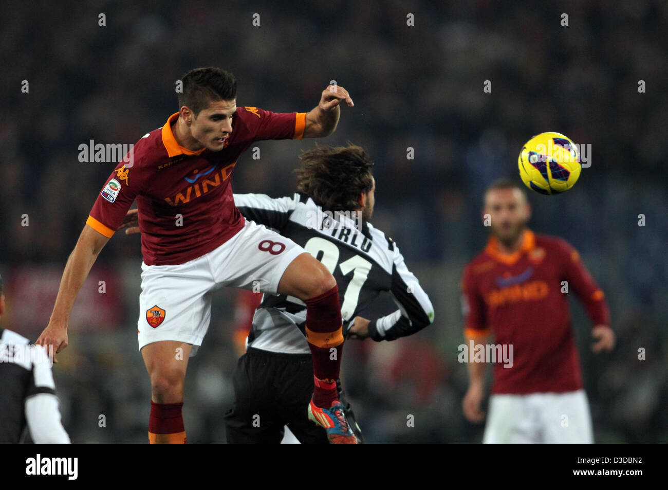 16.02.2013. Rome Italy. Olympic Stadium. Lamela (roma) in action during ...