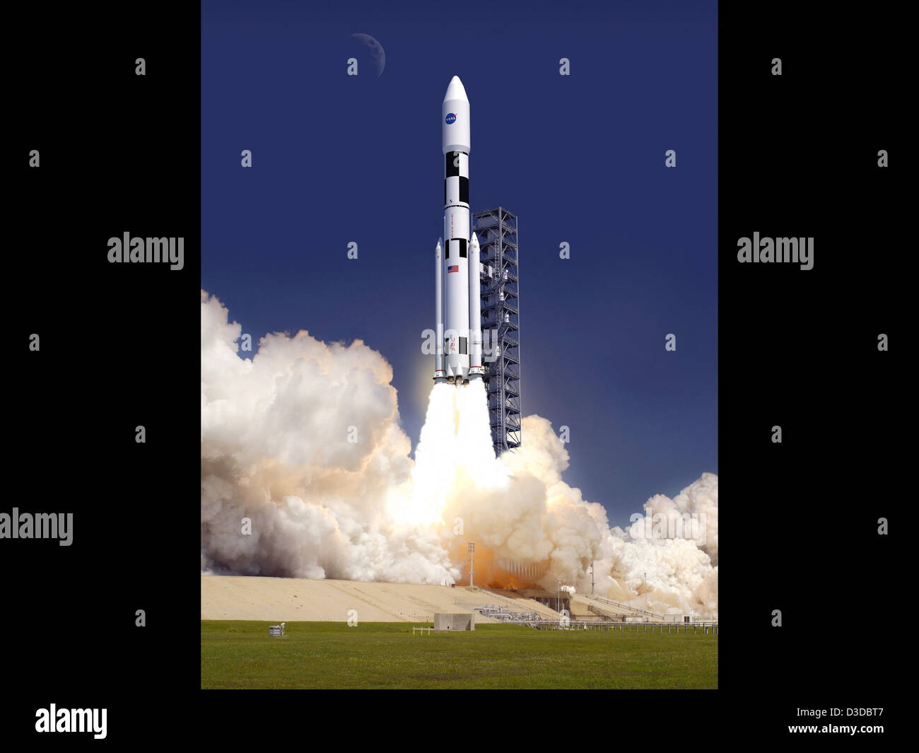 An artist's concept of NASA's Space Launch System (SLS) launch ...