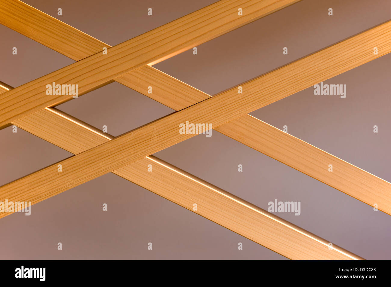 Fine Japanese tsugite wood joinery is exhibited here in a criss-cross ...