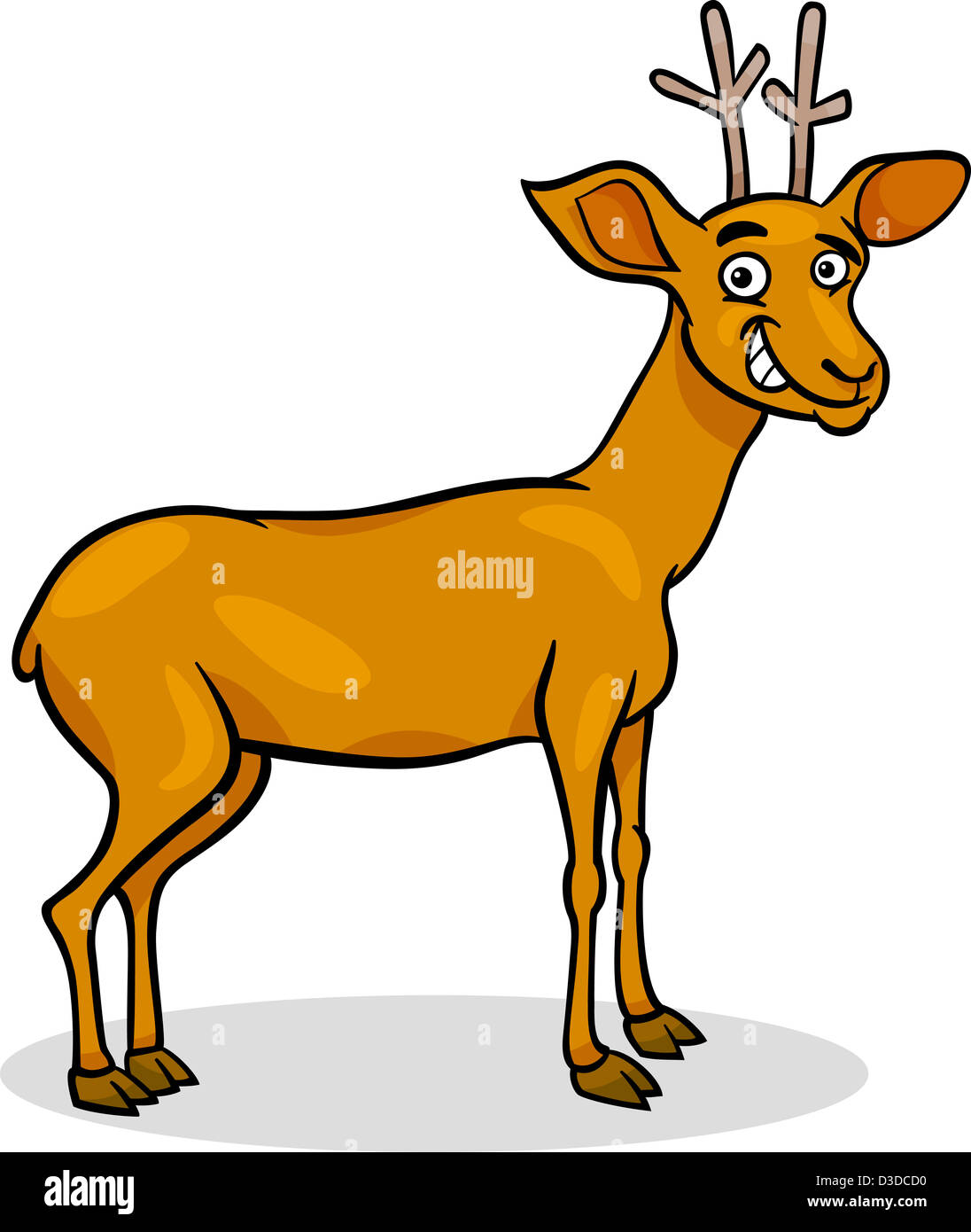 Cartoon Illustration of Funny Wild Deer Animal Stock Photo - Alamy