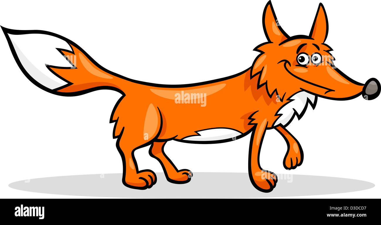Cartoon Illustration of Funny Wild Fox Animal Stock Photo - Alamy