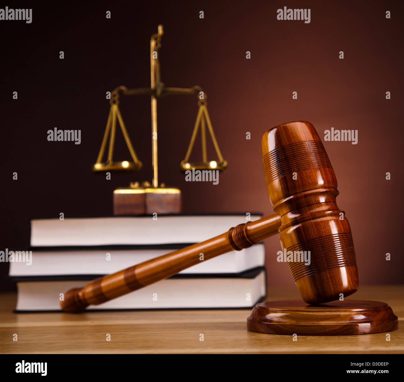 Law theme, mallet of judge and justice scale Stock Photo - Alamy