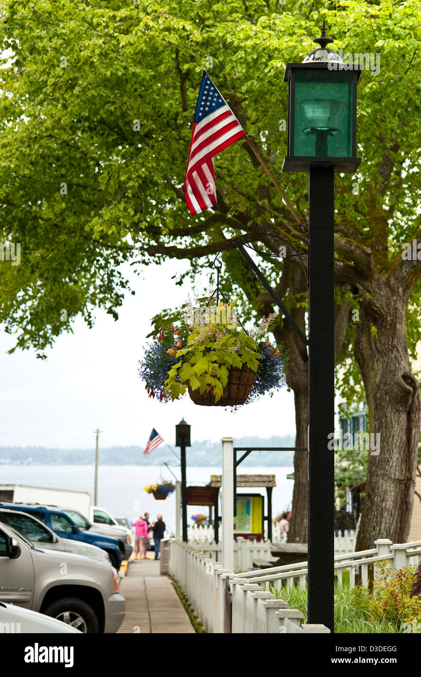 American flags hanging small town hi-res stock photography and images ...