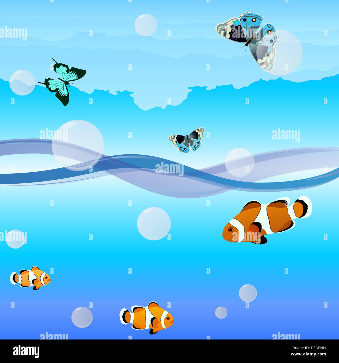 Butterflies flying over ocean waves hi-res stock photography and images ...