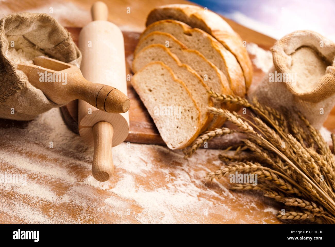 Baked bread background Stock Photo - Alamy