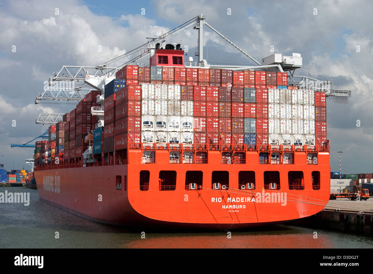 Rotterdam, Netherlands, container ship in the port of Rotterdam Stock ...