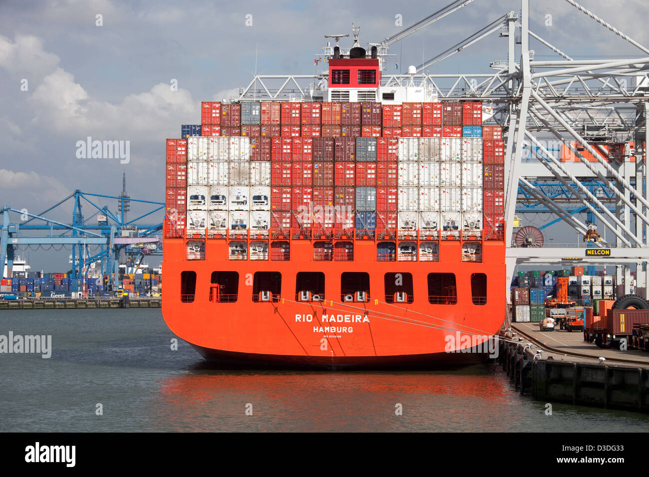 Rotterdam, Netherlands, container ship in the port of Rotterdam Stock ...