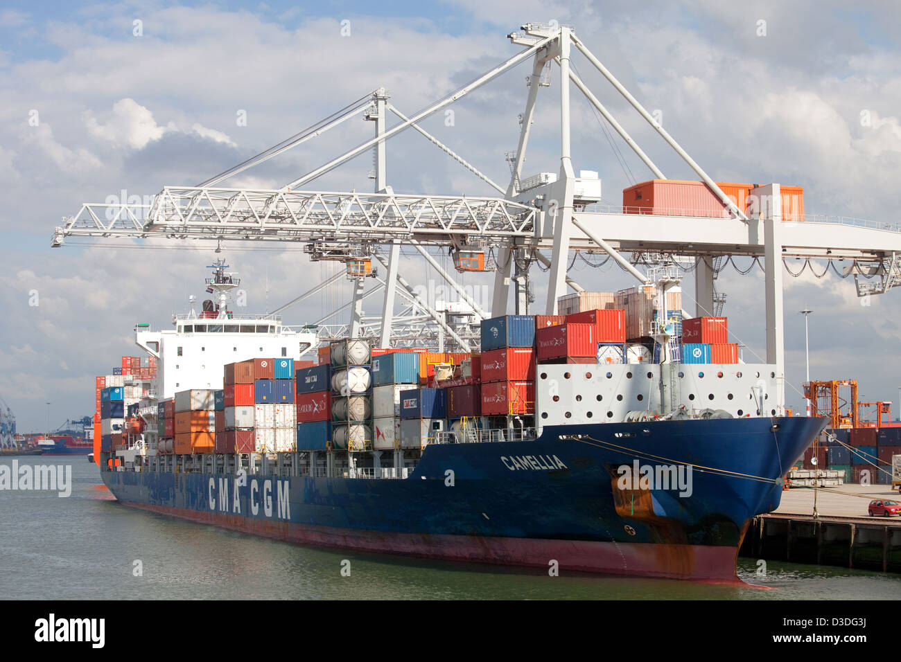 Rotterdam, Netherlands, container ship in the port of Rotterdam Stock ...