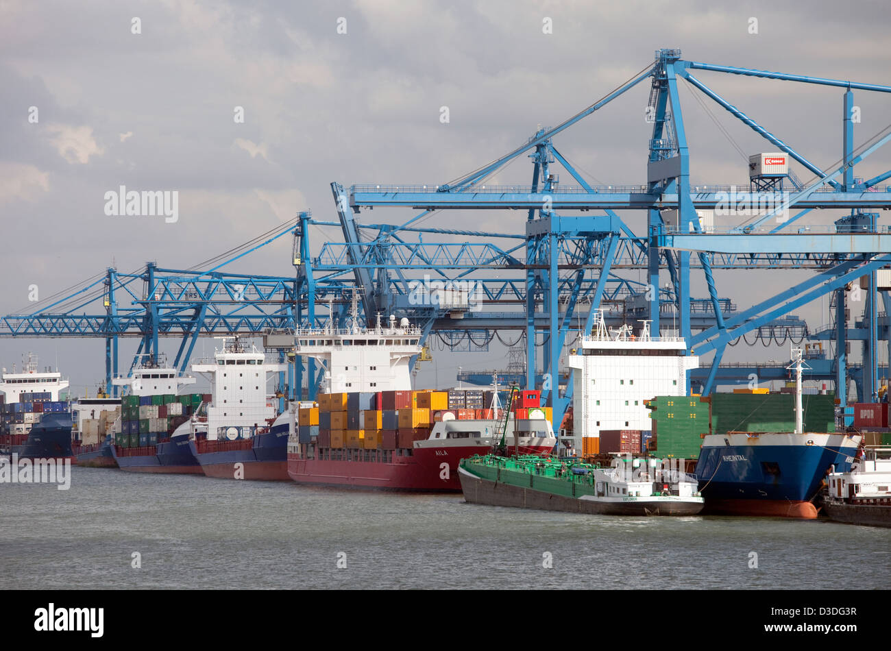 Rotterdam, Netherlands, container ships in the Port of Rotterdam Stock ...