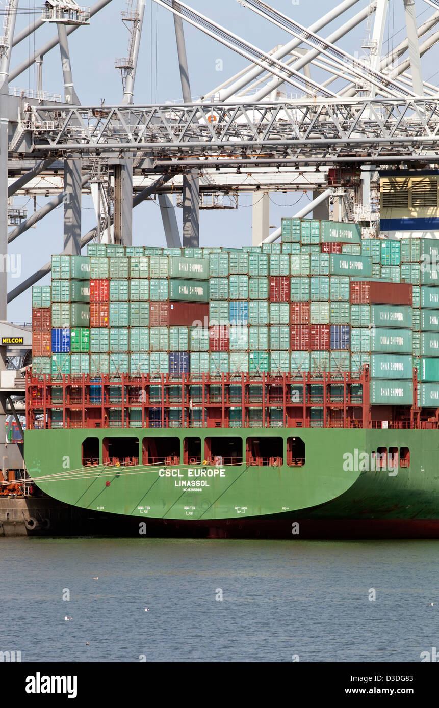 Rotterdam, Netherlands, container ship in the port of Rotterdam Stock ...