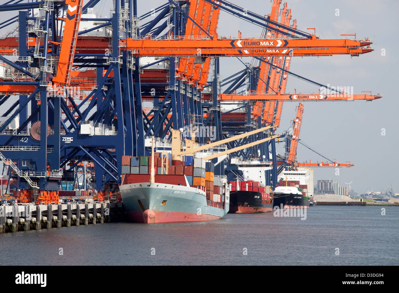 Rotterdam, Netherlands, container ships in the Port of Rotterdam Stock ...