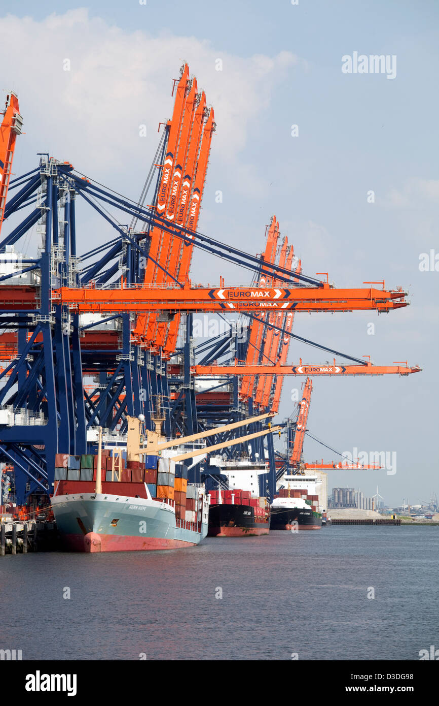 Rotterdam, Netherlands, container ships in the Port of Rotterdam Stock ...