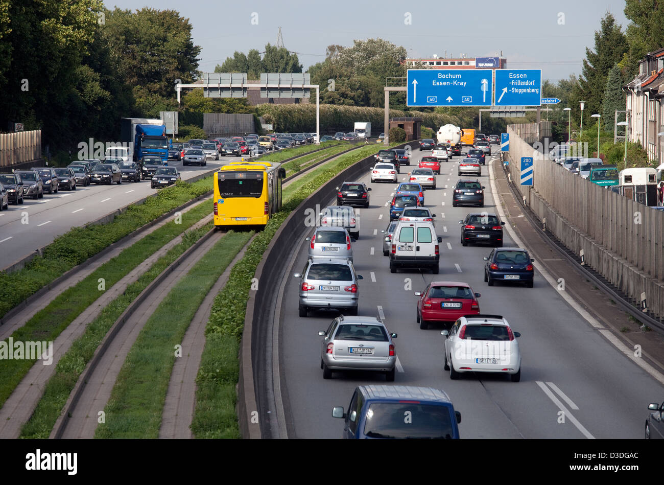 Essen, Germany, rush-hour traffic on the A40 motorway Stock Photo - Alamy