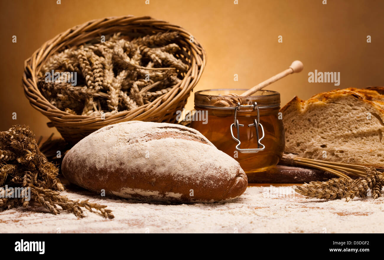 Baked bread background Stock Photo - Alamy