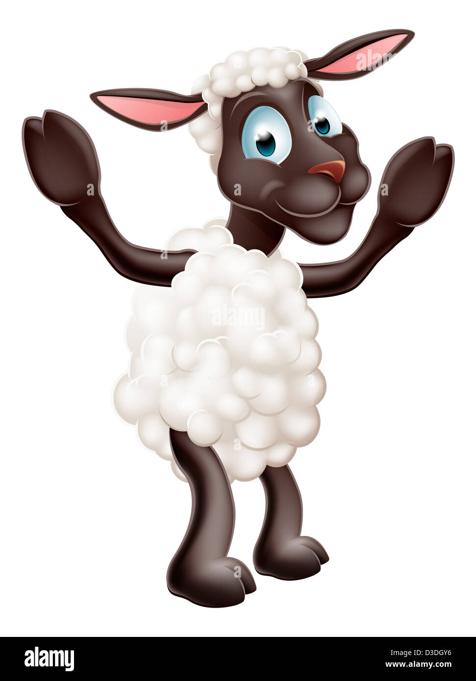 Illustration of a cute sheep or lamb cartoon character waving Stock ...