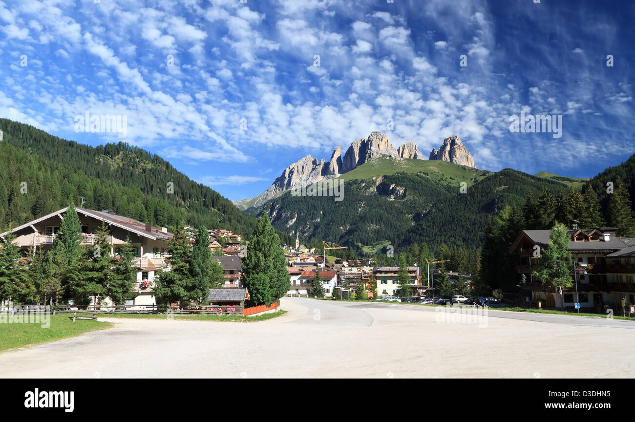 summer view of Alba di Canazei in Val di Fassa, Trentino, Italy Stock ...