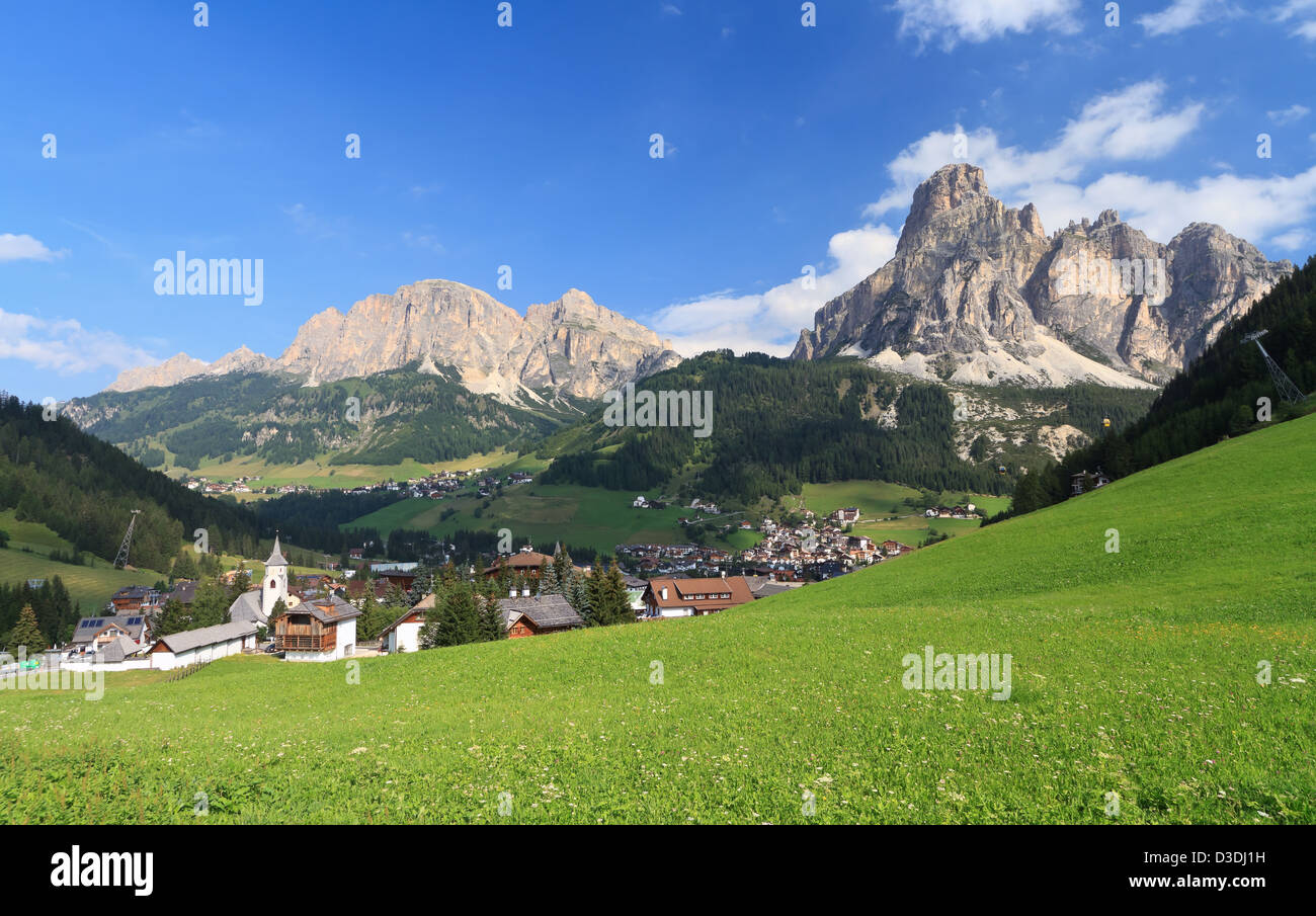 Corvara village and Badia Valley in summer Alto Adige, Italy Stock ...