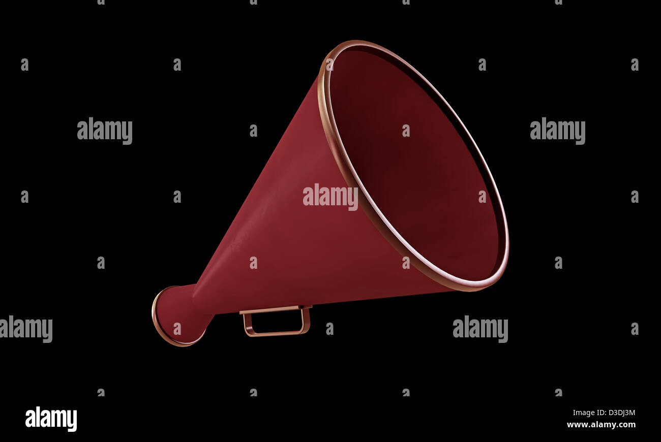 old red megaphone isolated on black background Stock Photo - Alamy