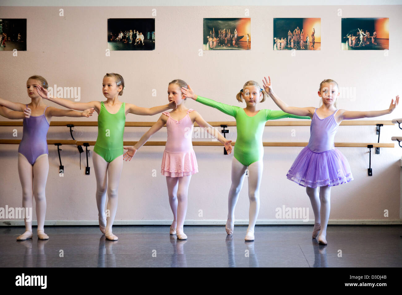 Duisburg, Germany, girls during the ballet rehearsal at the ballet ...