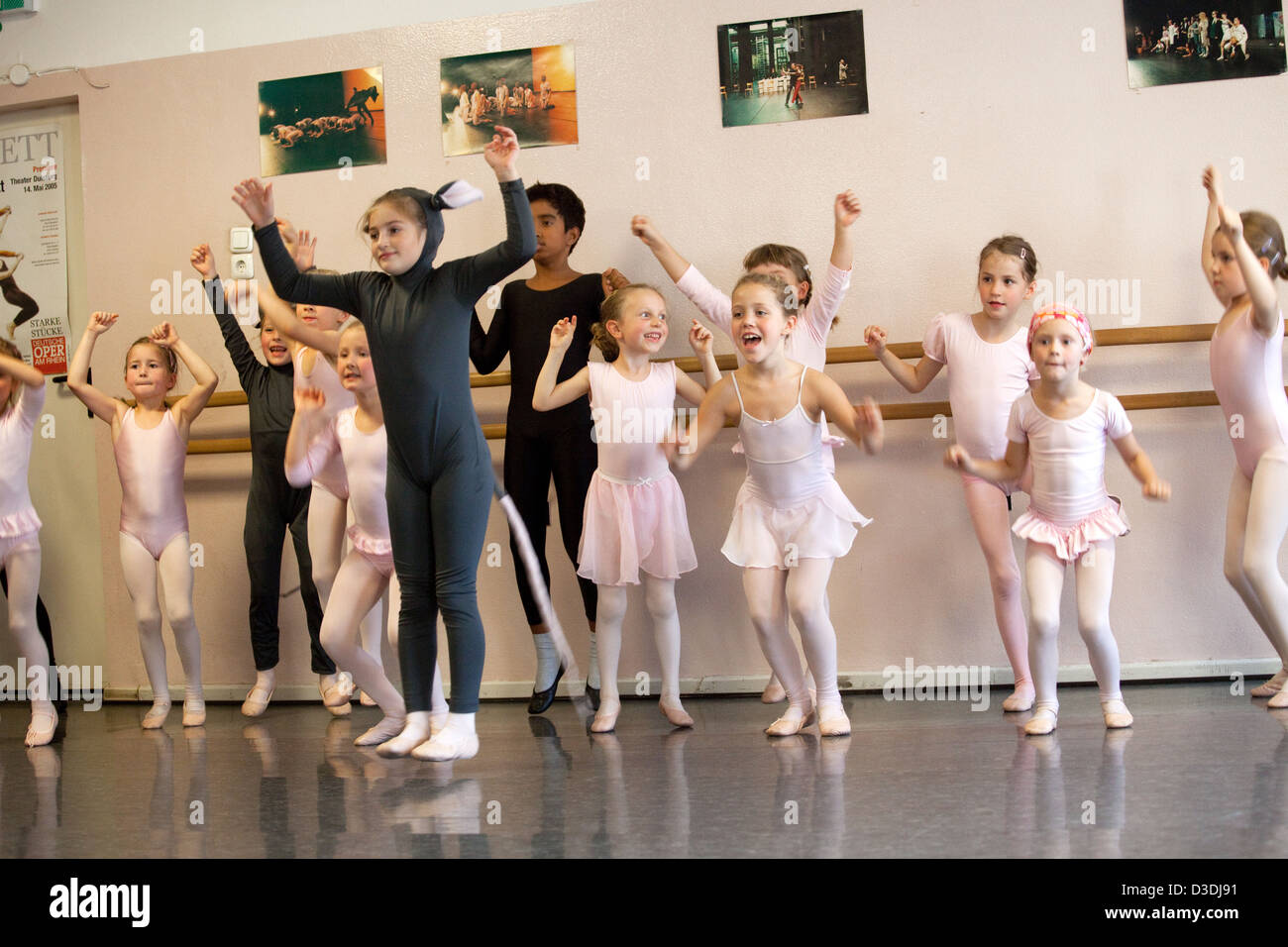 Duisburg, Germany, girls during the ballet rehearsal at the ballet studio of the Theater ...