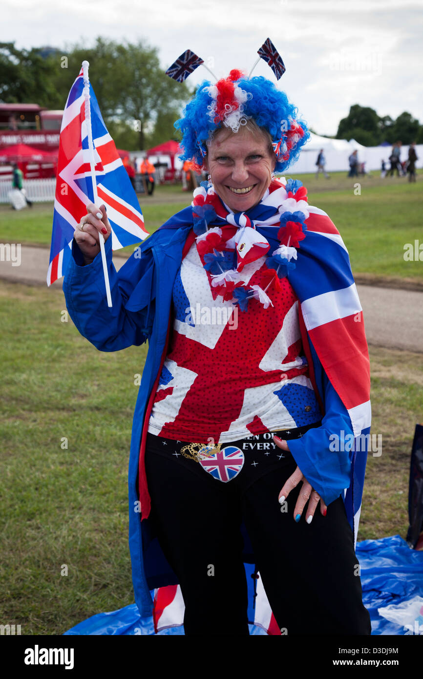 Woman is dressed up in union jack hi-res stock photography and images ...