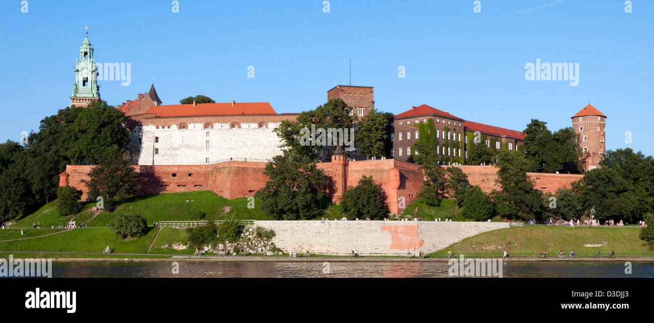 Panorama of historic royal Wawel Castle in Cracow, Poland Stock Photo ...