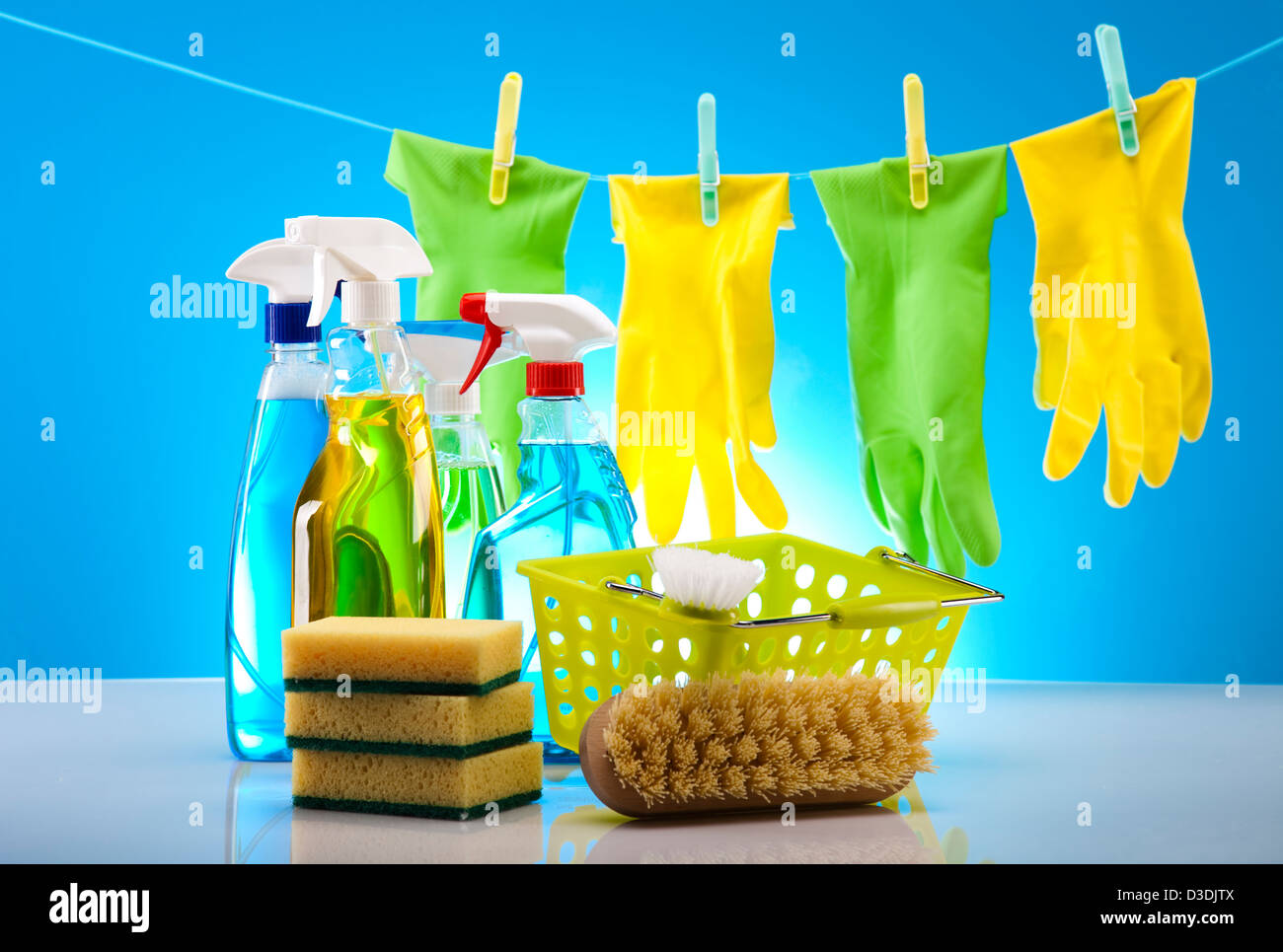 Set of cleaning products Stock Photo - Alamy