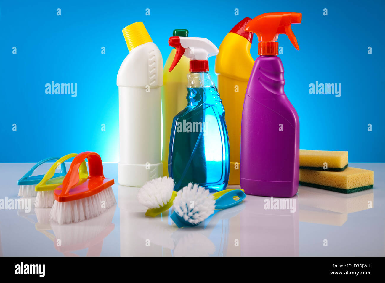 Group of assorted cleaning Stock Photo - Alamy