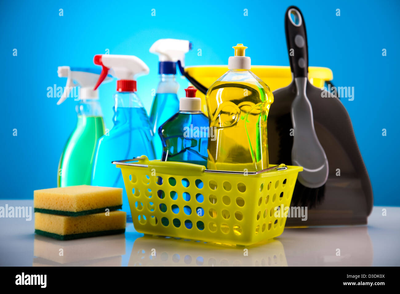 Group of assorted cleaning Stock Photo - Alamy