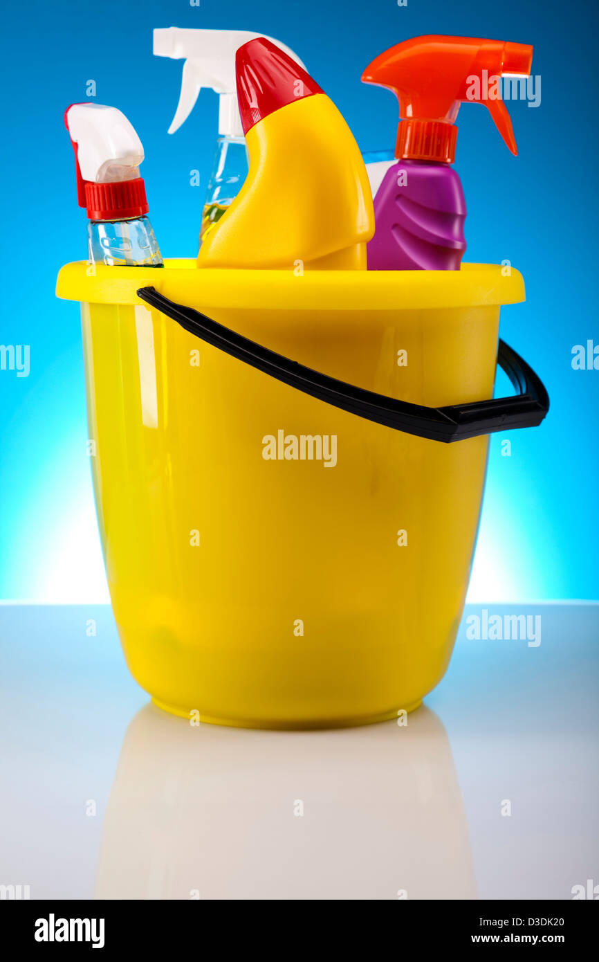 Group of assorted cleaning Stock Photo - Alamy