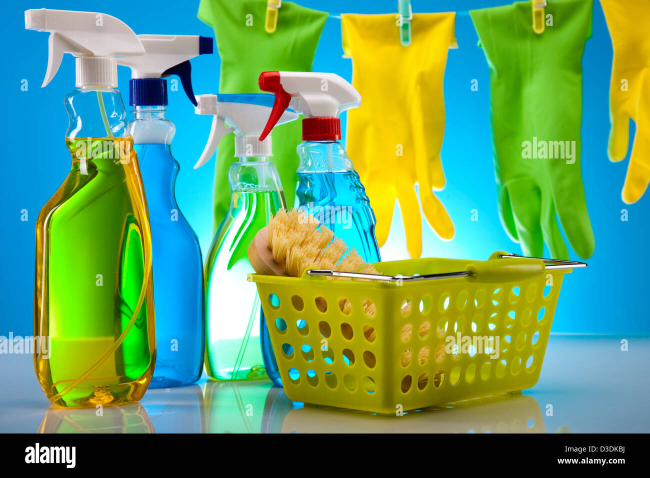 Set of cleaning products Stock Photo - Alamy
