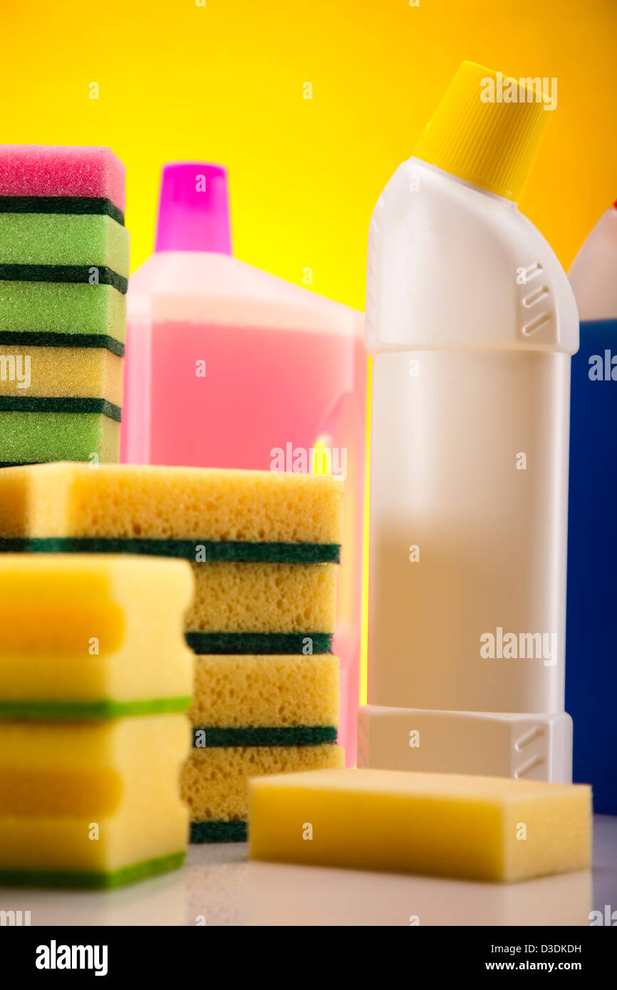 Group of assorted cleaning Stock Photo - Alamy