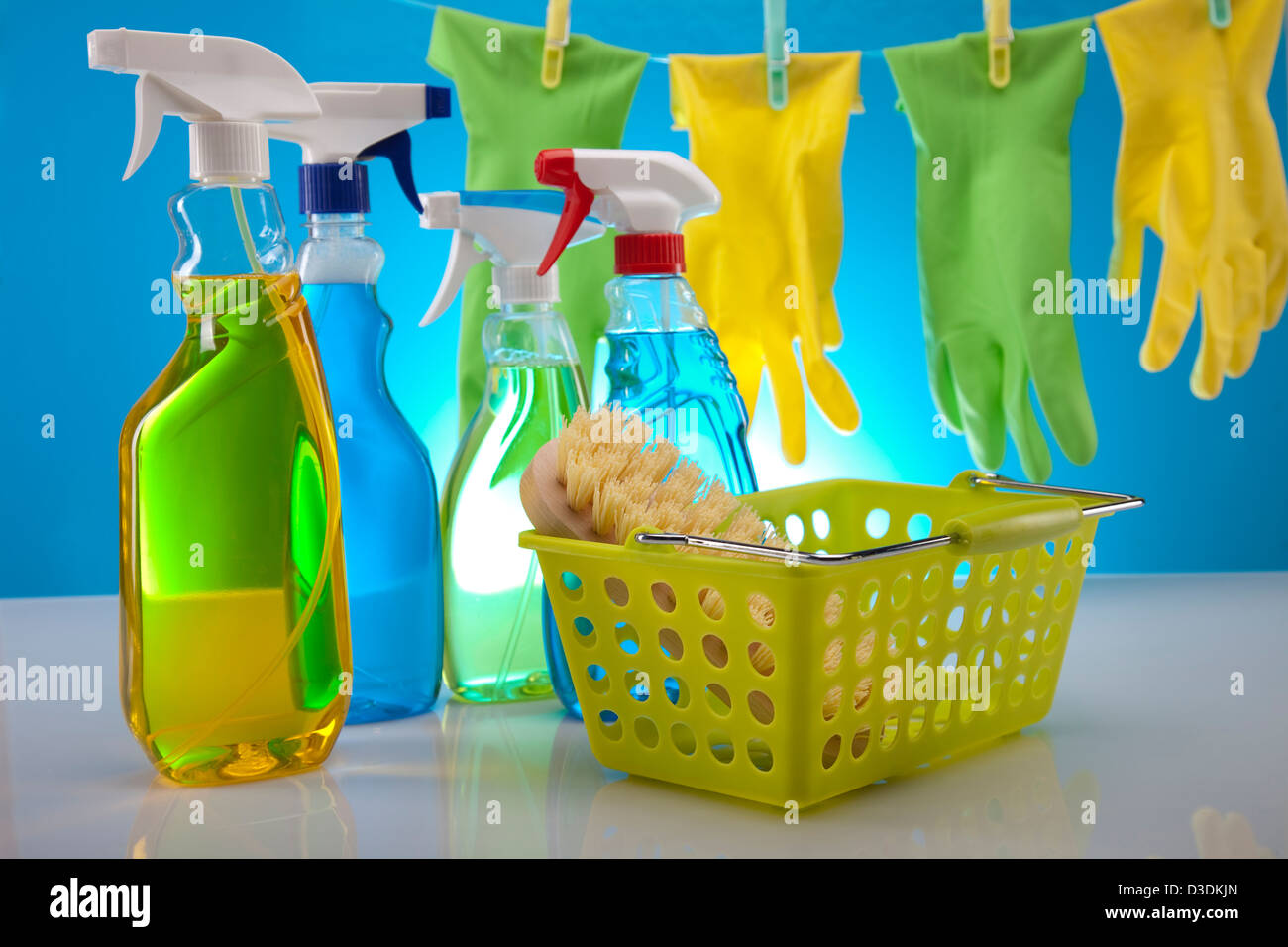 Set of cleaning products Stock Photo - Alamy